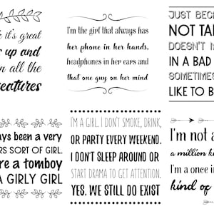 24 SVG Girls Quotes. Woman, Lady, Female Sayings Set Bundle, SVG, Png ...