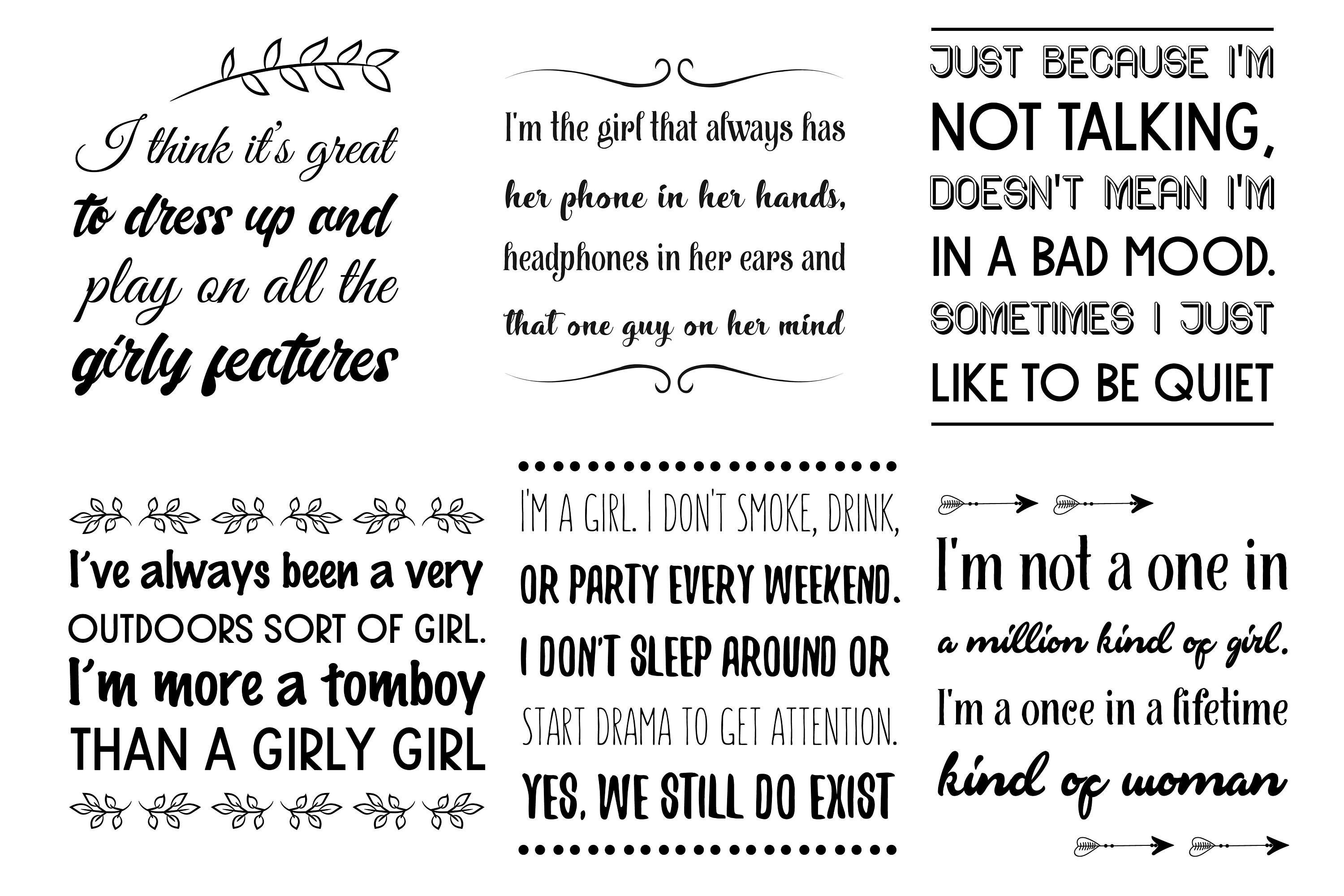 24 SVG Girls Quotes. Woman, Lady, Female Sayings Set Bundle, SVG, Png ...