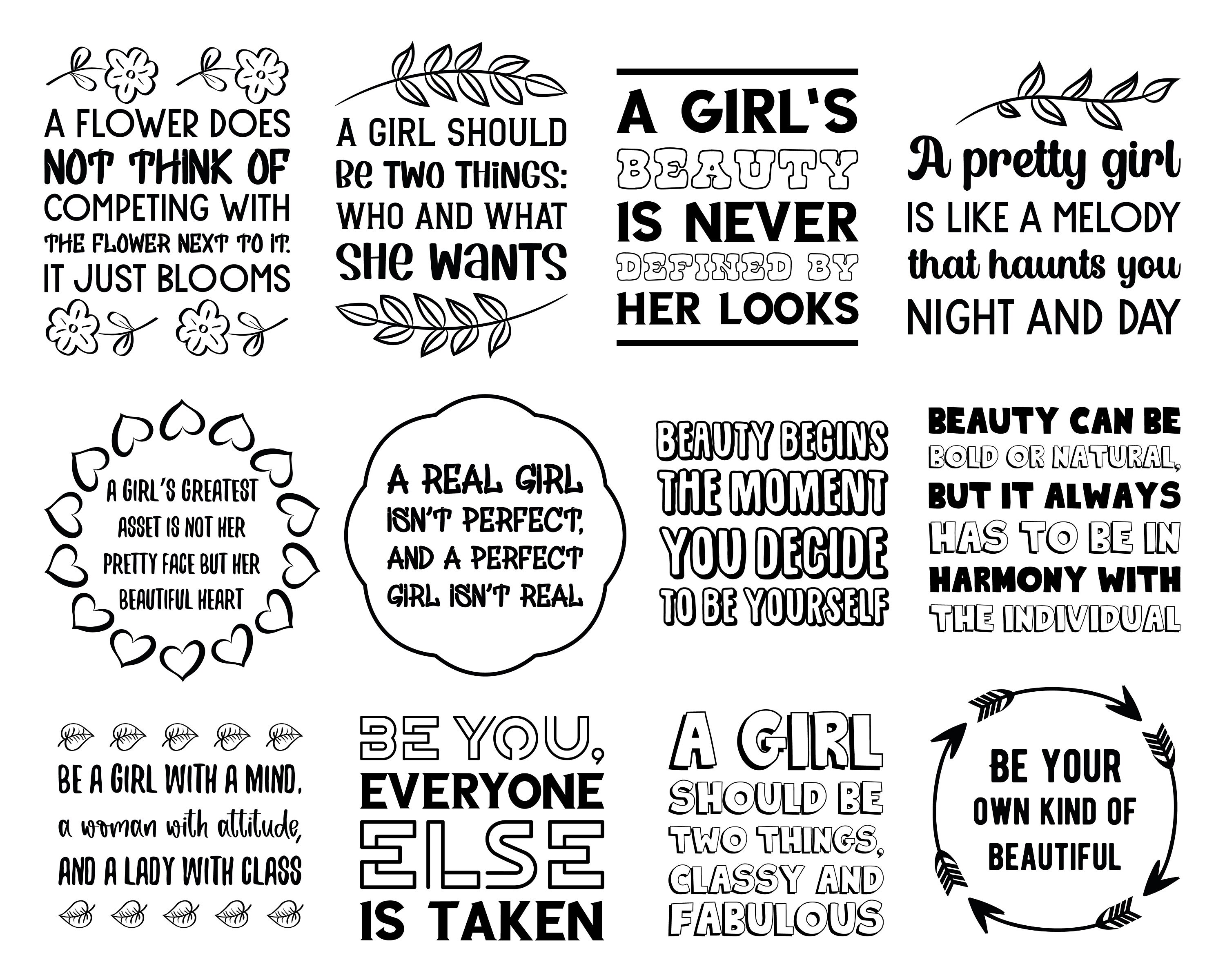 100 Pretty Girls SVG Quotes, Beauty Woman, Female, Queen. Girly Sayings ...