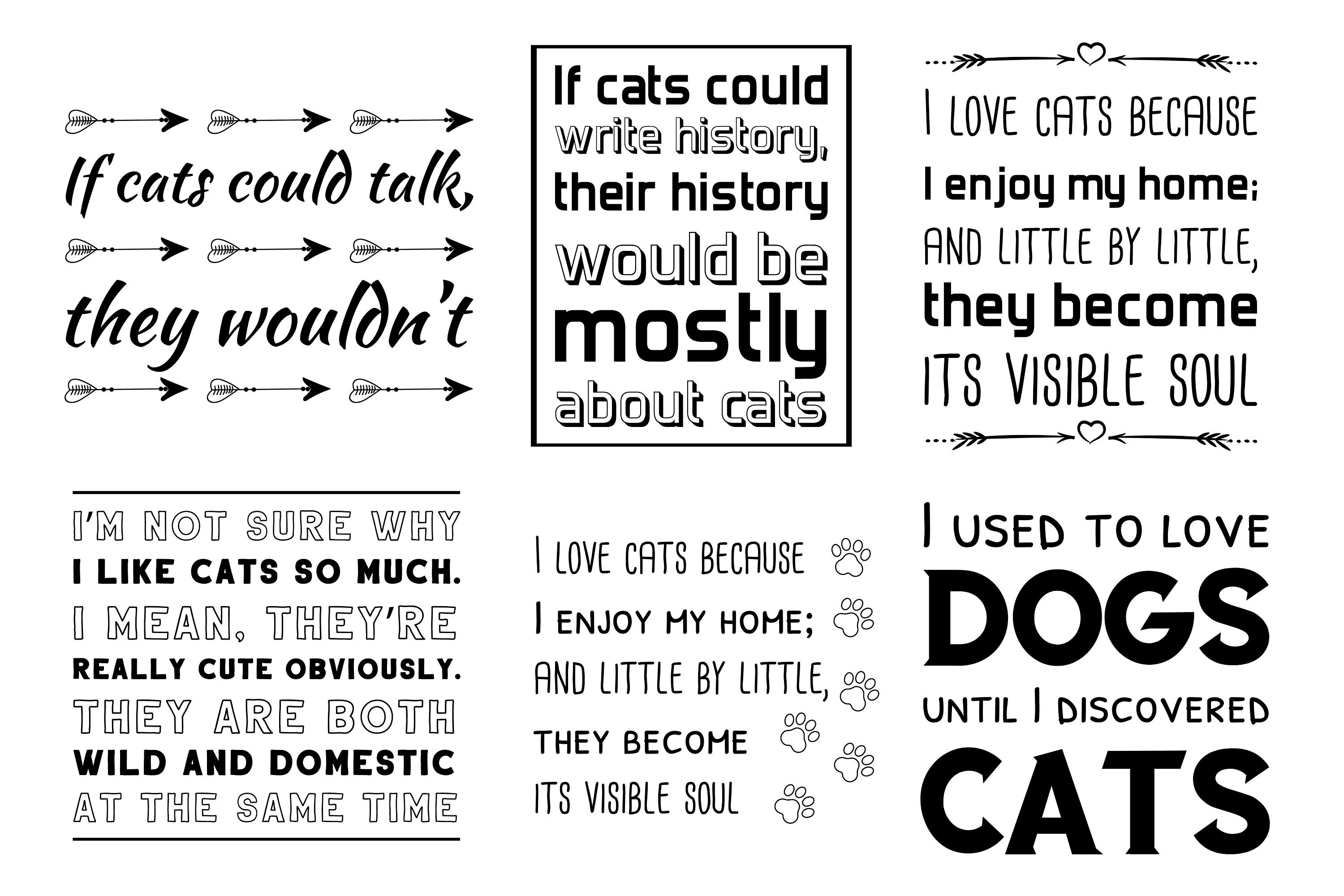 52 Cat Sayings SVG. Cats Quotes, Funny Pets Quotes Bundle. Cats and ...