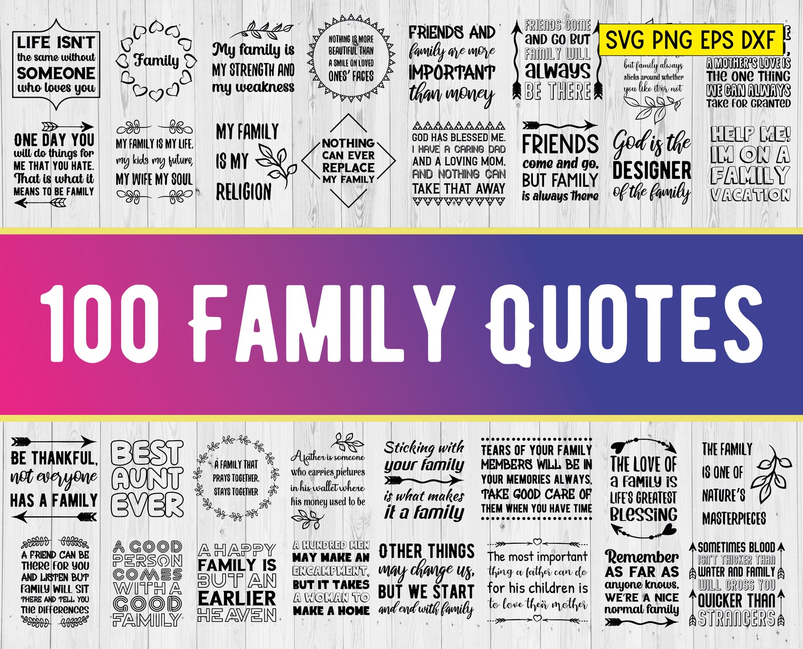 100 Family Svg Quotes Bundle. Father, Mother, Son and Daughter. Family ...