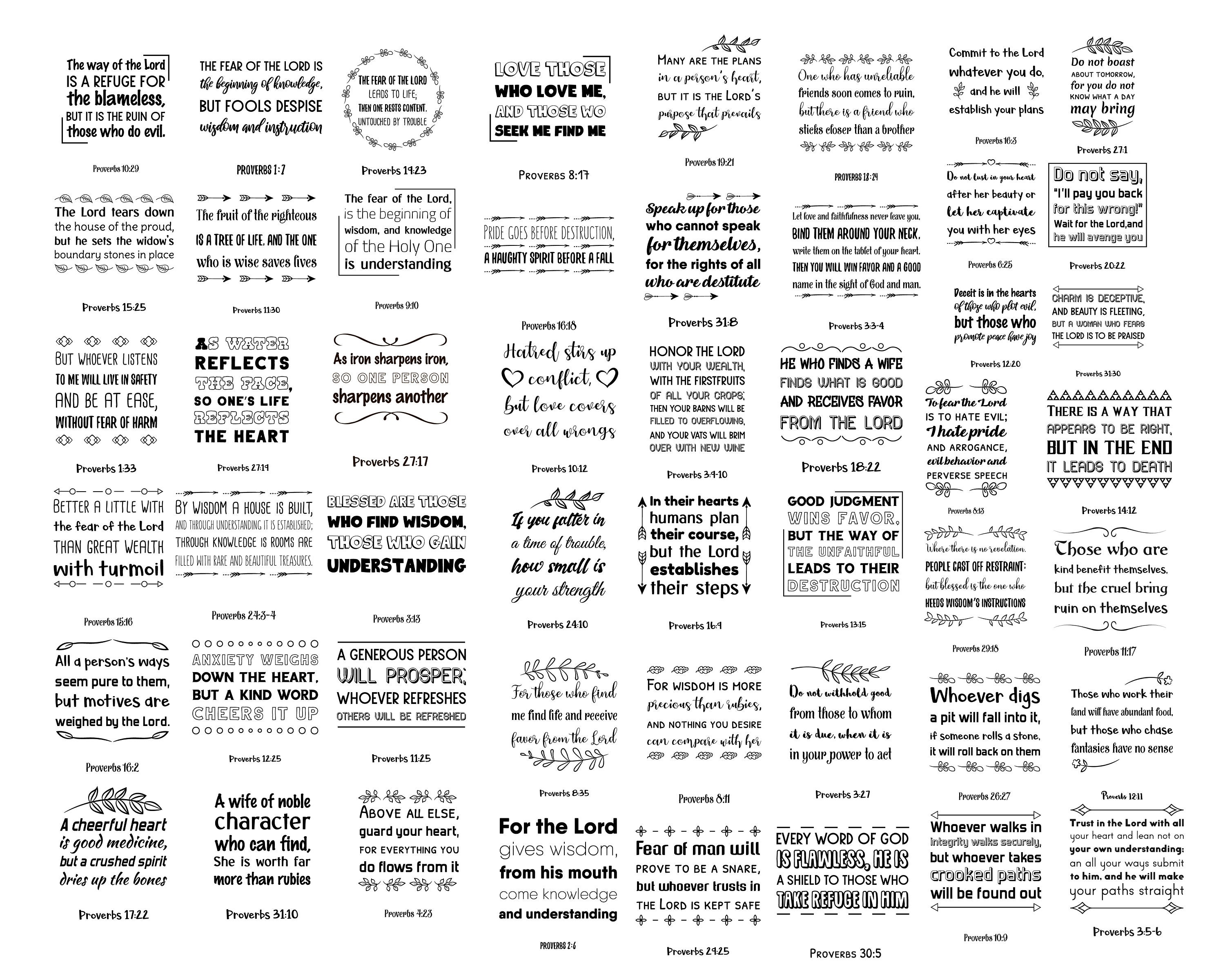 50 SVG Scripture Proverbs Christian Sayings Bible Verses Quotes Set ...