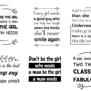24 SVG Girls Quotes. Woman, Lady, Female Sayings Set Bundle, SVG, Png ...