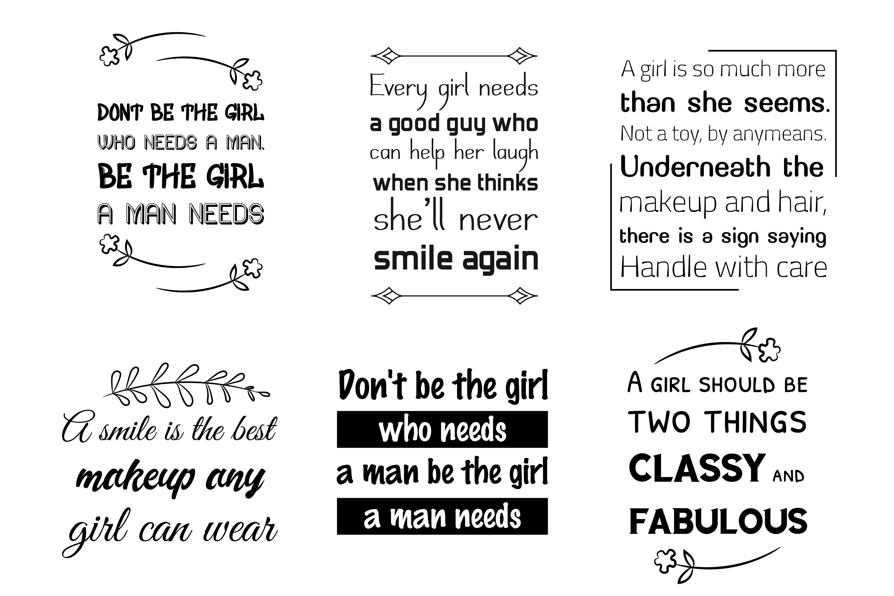 24 SVG Girls Quotes. Woman, Lady, Female Sayings Set Bundle, SVG, Png ...