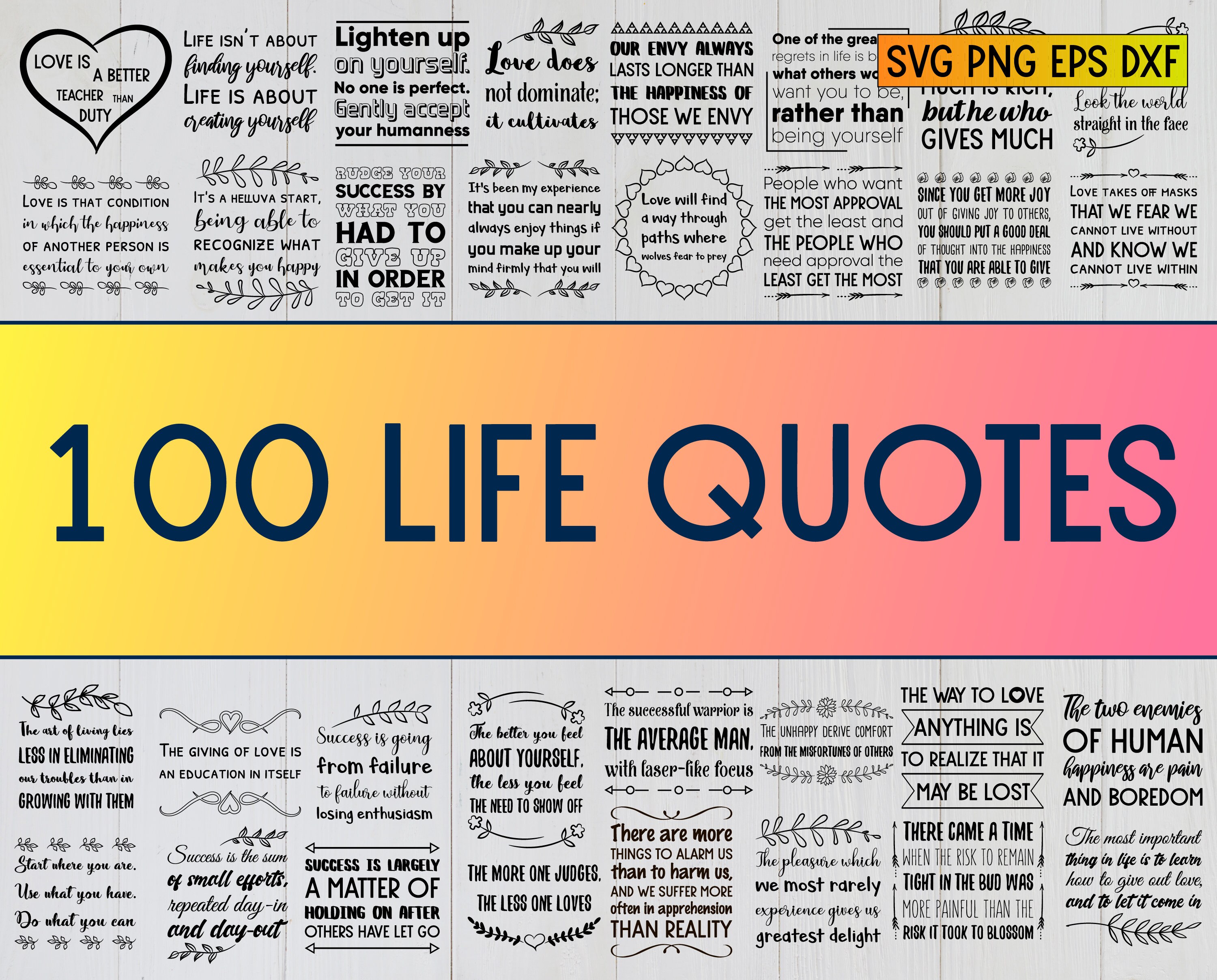 100 SVG Quotes Life & Success Inspirational Motivational, Popular ...