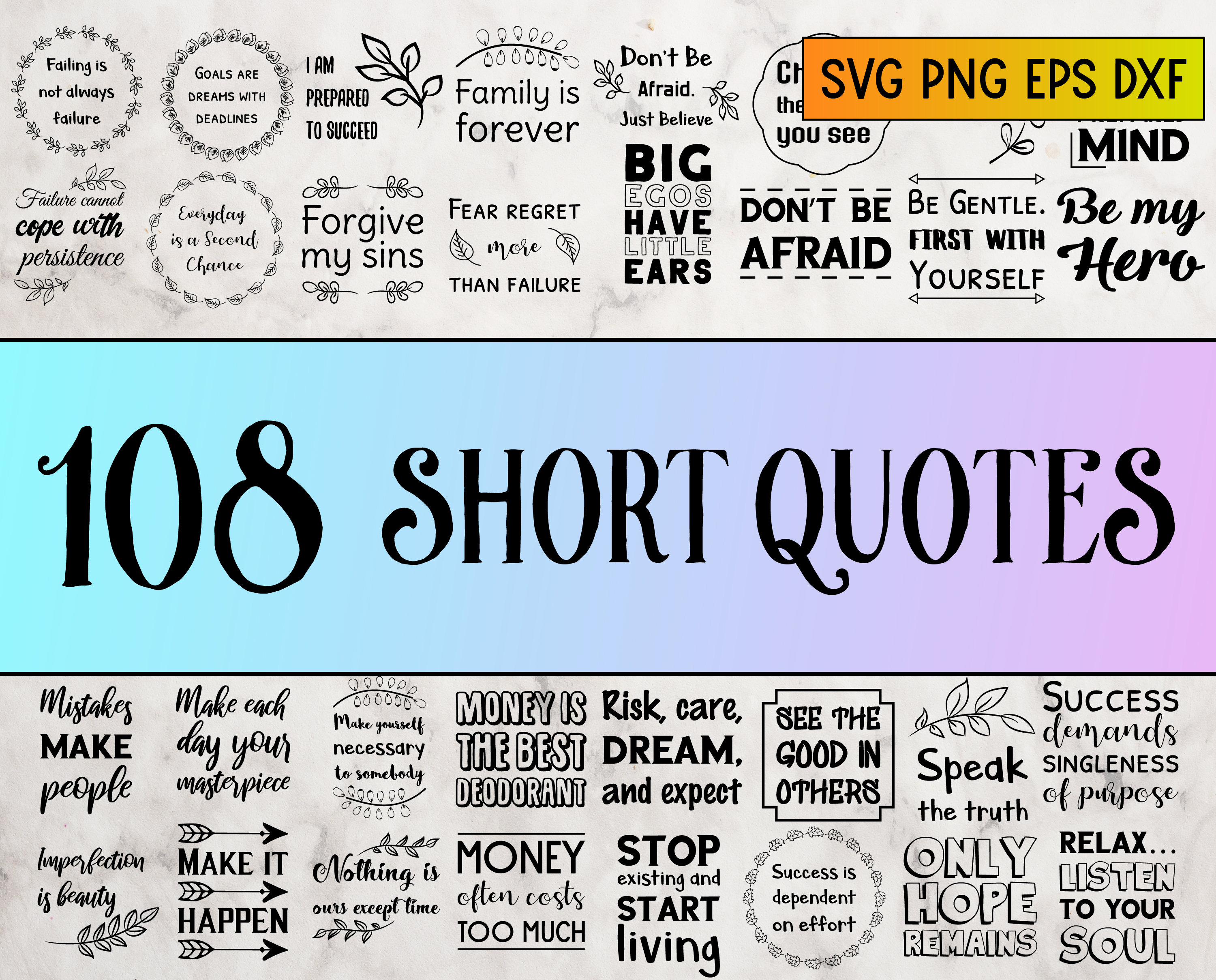 108 SVG Short Quotes Inspirational Motivational Empowering, Popular ...