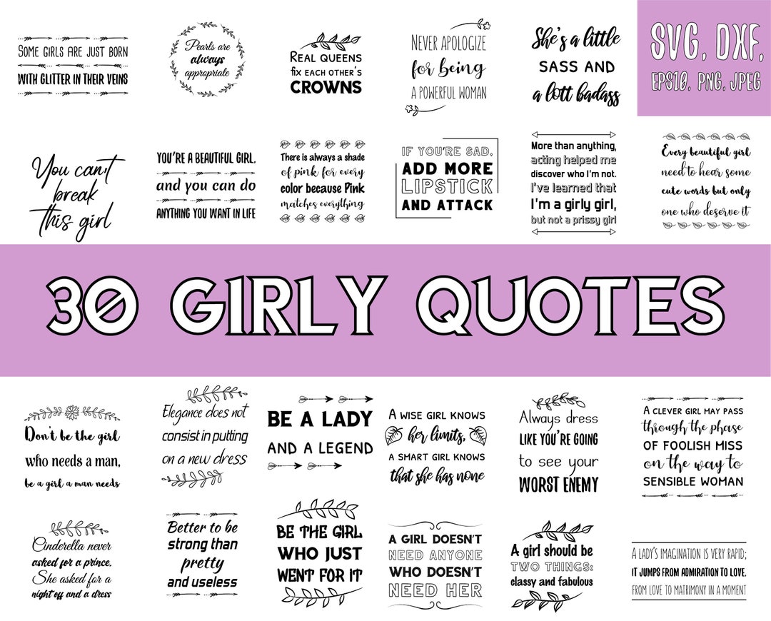 30 Woman, Girly, Girl Lady, Real Queen Female SVG Quotes Sayings Set ...