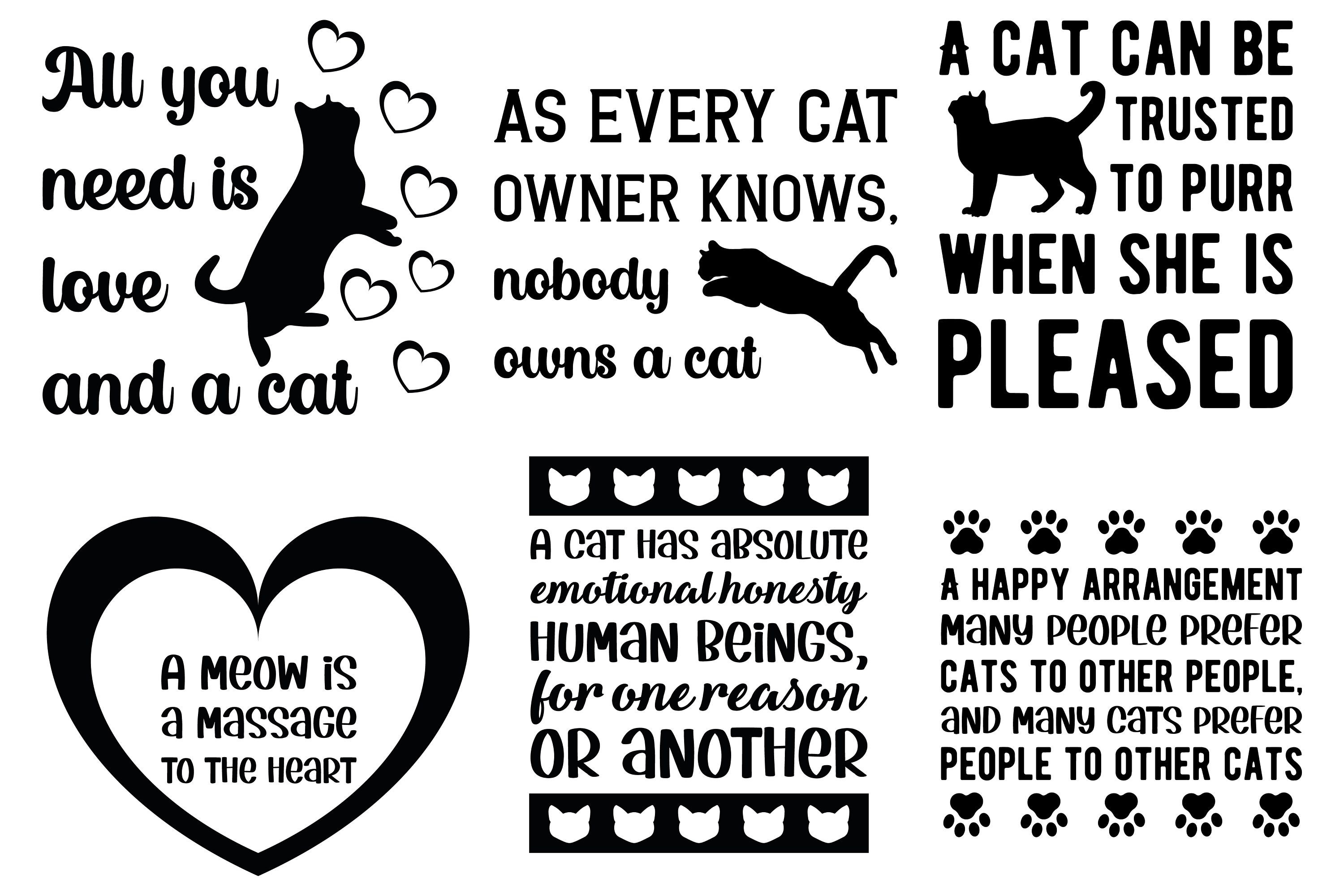 30 SVG Cat Quotes, Cats Mom. Funny Pets Sayings Bundle, SVG, Png, Dxf ...