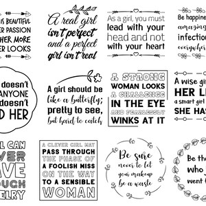 100 SVG Cute Girly Quotes, Woman, Female, Lady, Girls Funny Sayings Set ...