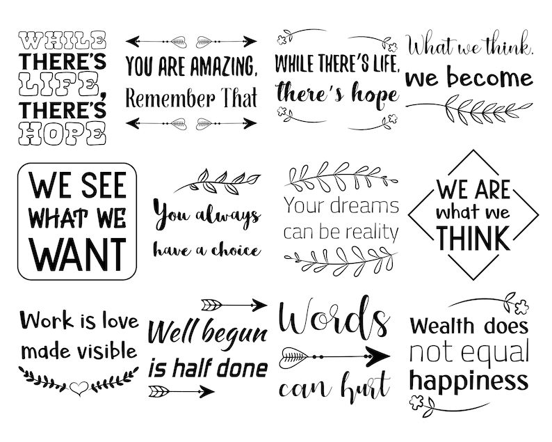 108 SVG Short Quotes Inspirational Motivational Empowering - Etsy