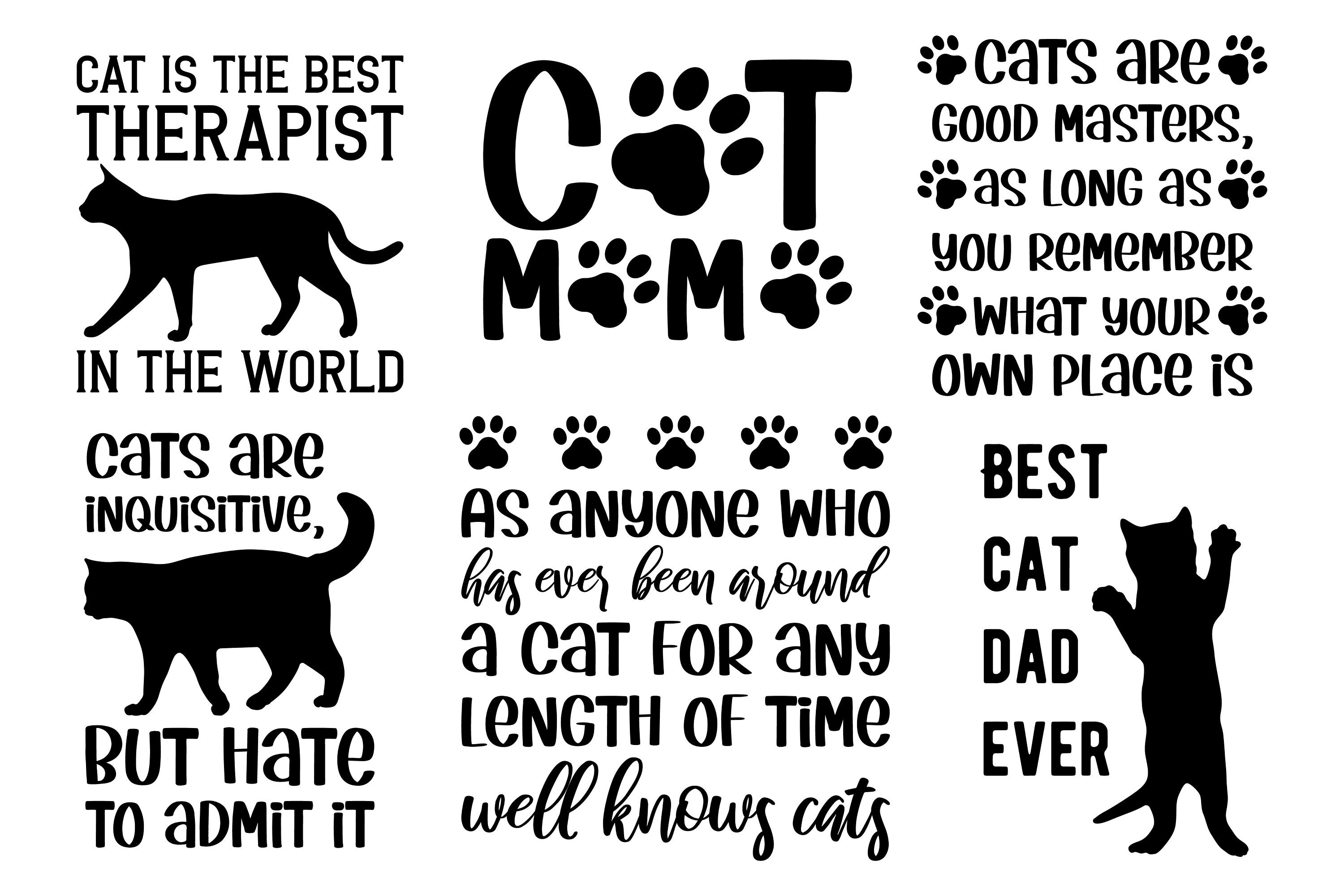 34 SVG Cat Quotes, Cats Mom. Funny Pets Sayings Bundle, SVG, Png, Dxf ...