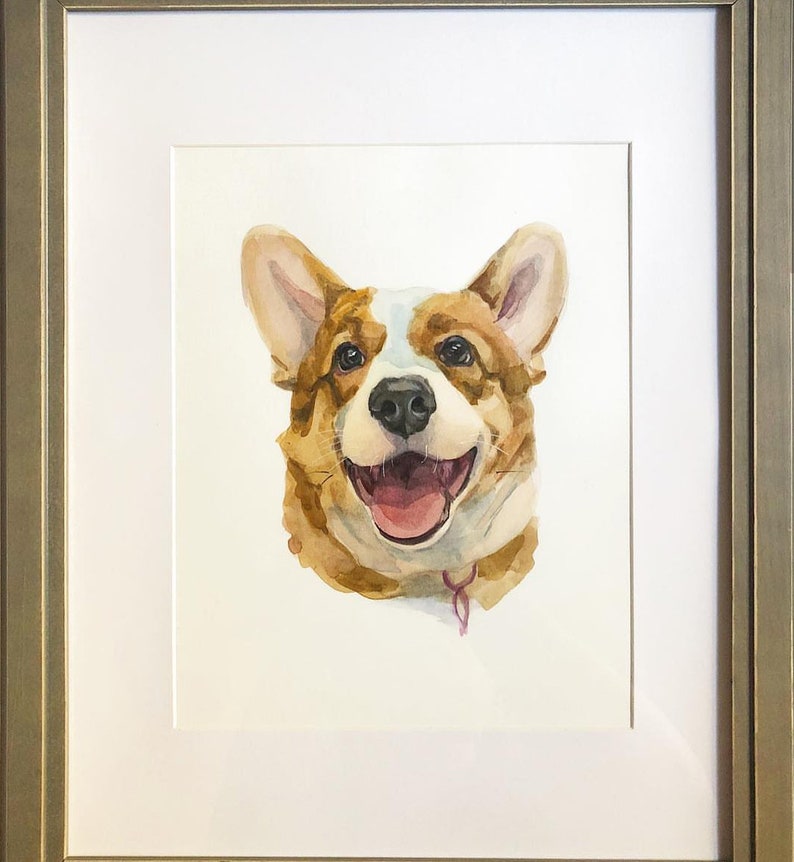 Custom Corgi Art Dog Portrait Pet Portraits Dog Mom Cute | Etsy