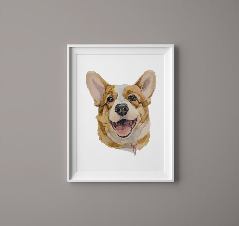 Custom Corgi Art Dog Portrait Pet Portraits Dog Mom Cute | Etsy