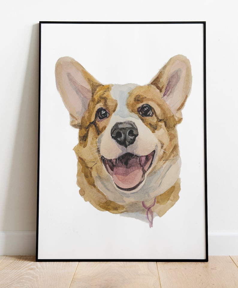 Custom Corgi Art Dog Portrait Pet Portraits Dog Mom Cute - Etsy