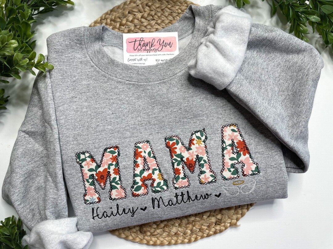 Mama Embroidered Applique Sweatshirt / Gift for Mom / Personalized Mama ...