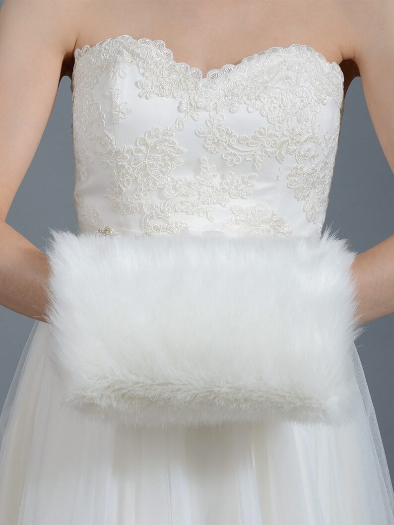 Ivory Faux Fur Bridal Hand Muff - Etsy UK