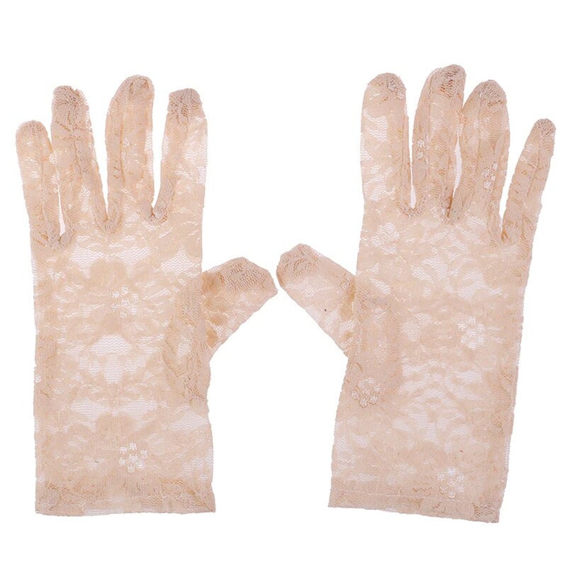 Pair of Simple yet Classic Beige Lace Gloves - Etsy UK