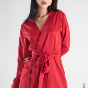 Short Robe Sexy Kimono Red Satin Flame - Etsy