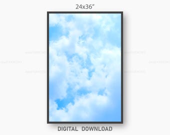 Cloud and Blue Sky Background Digital Download. Cloud Wall Art, Blue ...