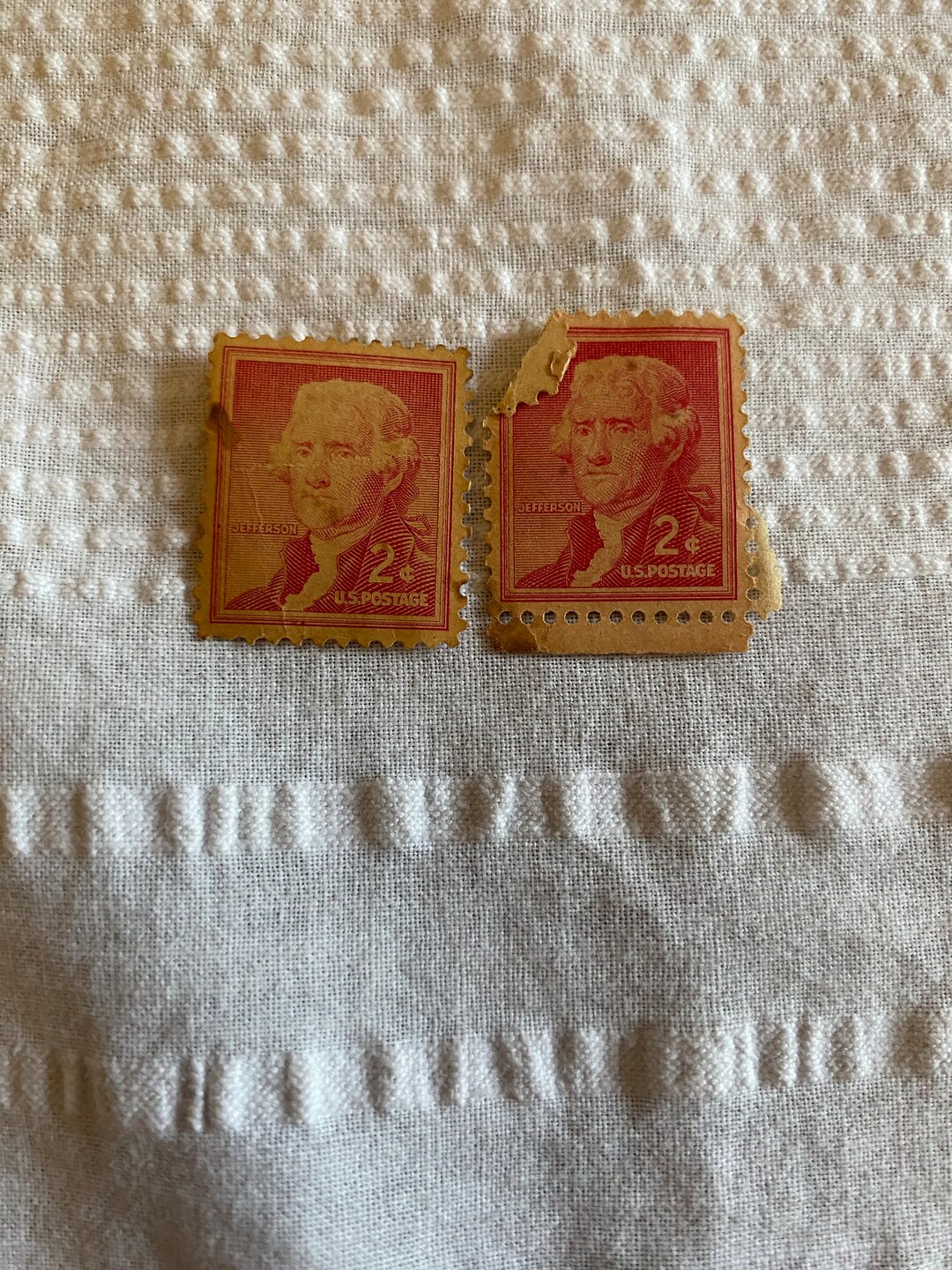 Two Thomas Jefferson Red 2 Cent Stamps - Etsy