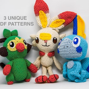 Crochet Pattern Bundle of Grookey, Scorbunny and Sobble From pokémon ...