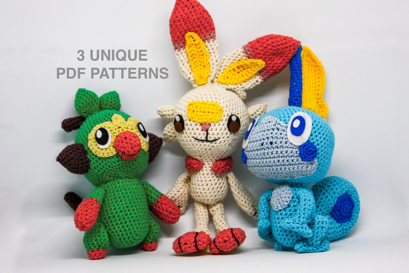 Crochet Pattern Bundle of Grookey Scorbunny and Sobble From - Etsy
