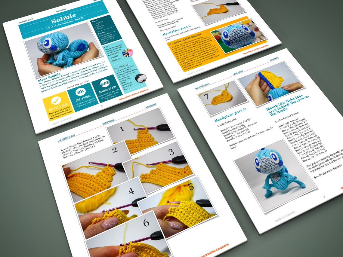 Crochet Pattern of Sobble From pokémon amigurumi - Etsy