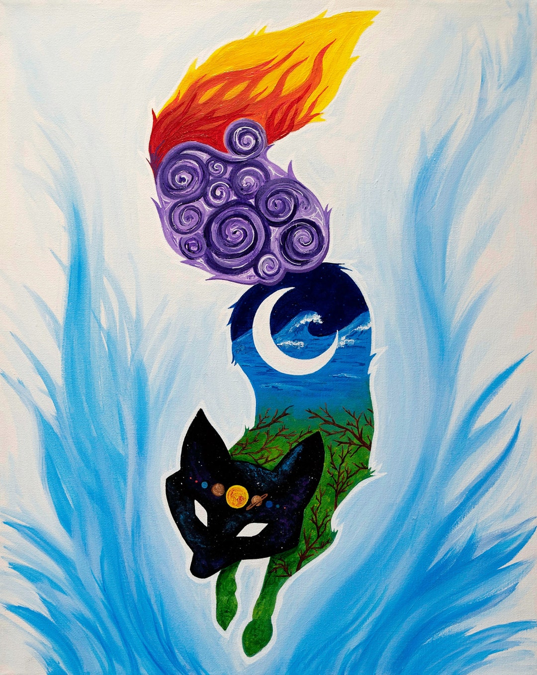 Elemental Fox Art Print | Fantasy Magic - Etsy