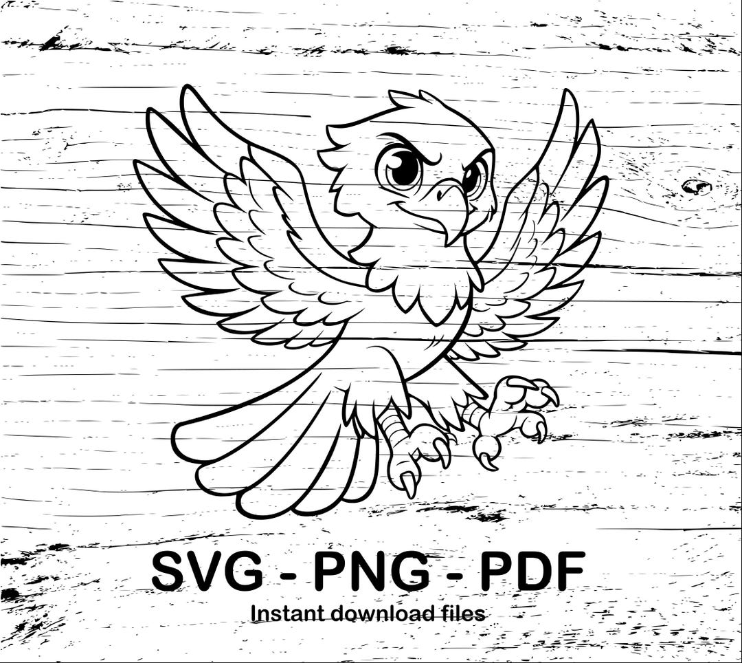 Powerful and Determined Eagle in Cartoon Style (SVG - PNG - PDF Digital ...
