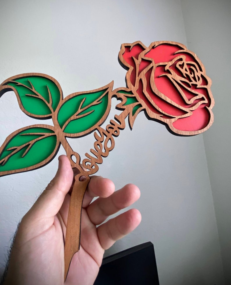 SVG File for Laser Cutting of a Rose in 2 Layers With the Phrase Love ...