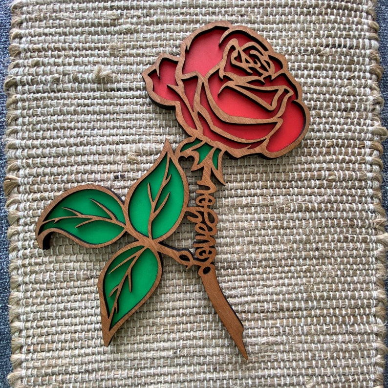 SVG File for Laser Cutting of a Rose in 2 Layers With the Phrase Love ...