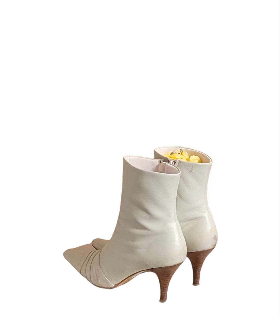 Vintage Women Leather Cream Color Ankle Boots by Wallis Size - Etsy