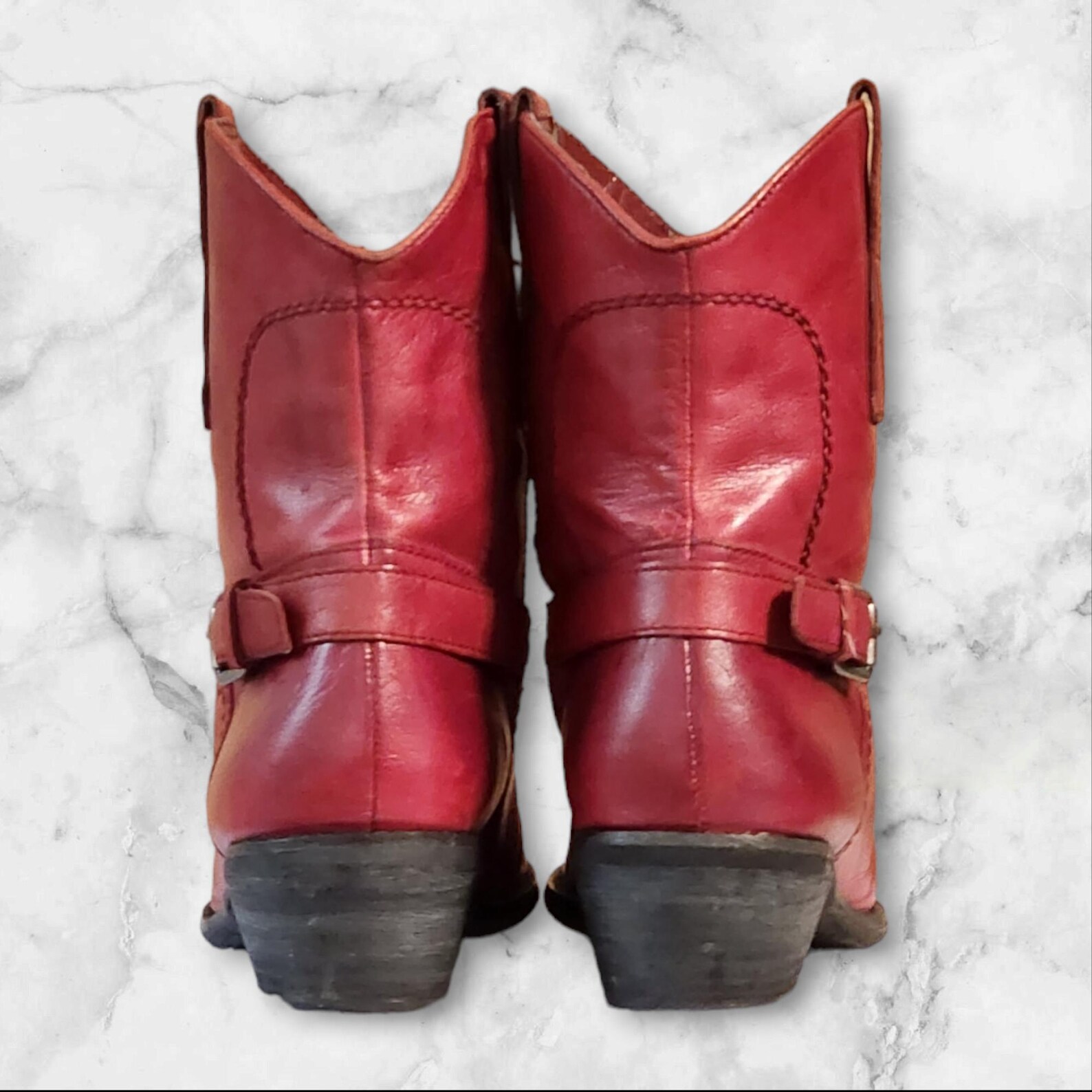 Women Vintage Leather Red Ankle Cowboy Boots by Franco Sarto Size 7M - Etsy