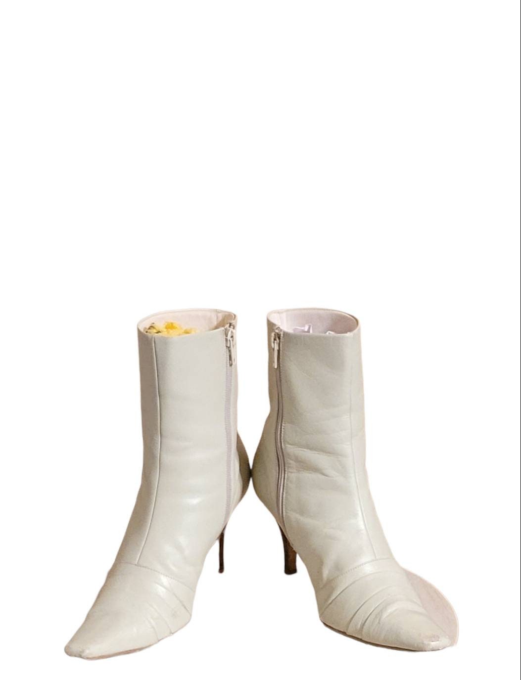 Vintage Women Leather Cream Color Ankle Boots by Wallis Size - Etsy