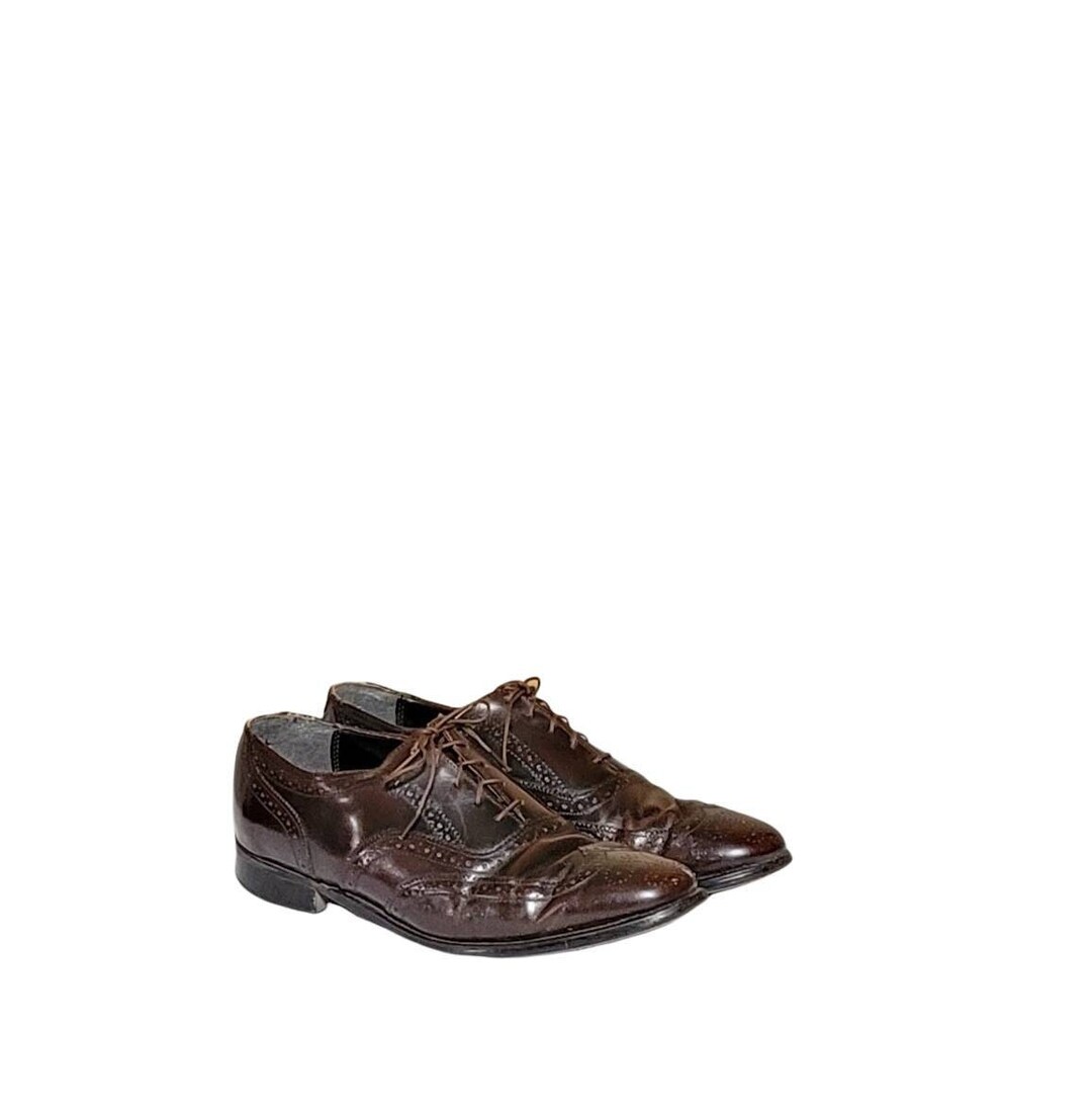 Men Vintage Brown Leather Wingtip Shoes Size 9 1/2d//men Dress Shoes ...