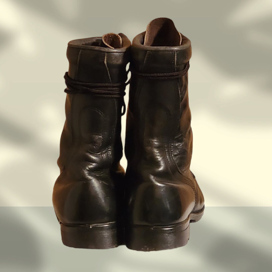 Men Vintage Leather Black Combat Boots Size 9w/men Army Boots/ Men ...