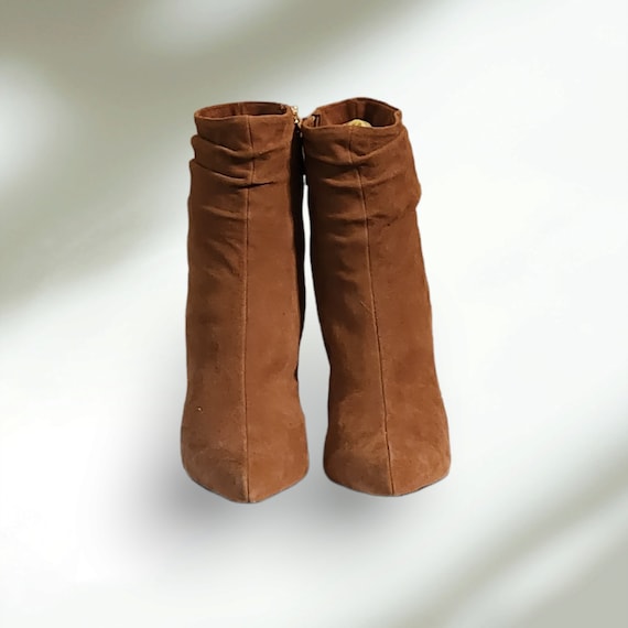 Women Vintage Suede Camel Colored Ankle Boots By Bell… - Gem