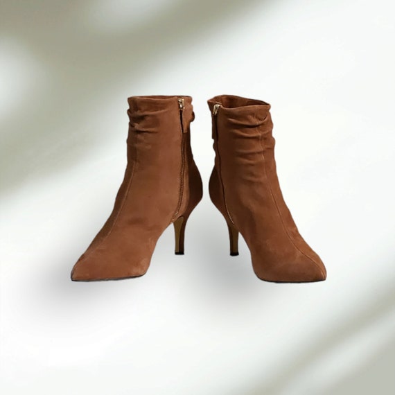 Women Vintage Suede Camel Colored Ankle Boots By Bell… - Gem