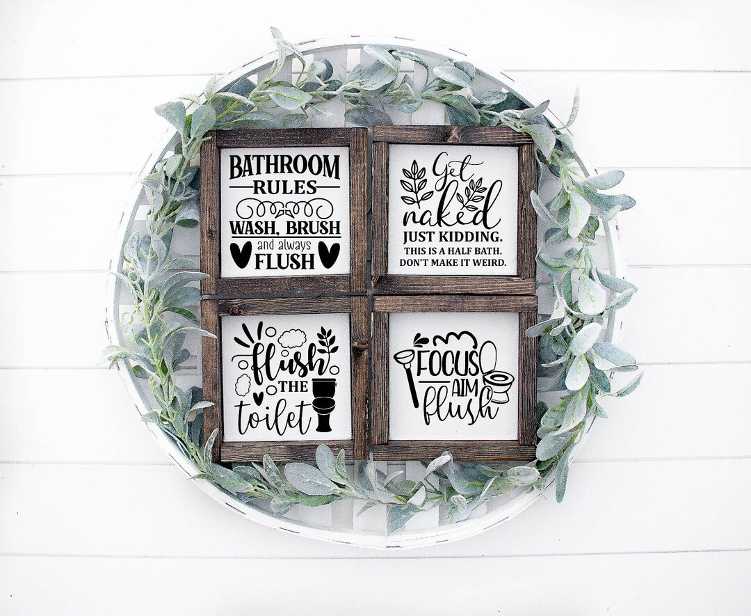 Funny Bathroom Farmhouse Style Signs / Home Decor / Get Naked / Flush ...