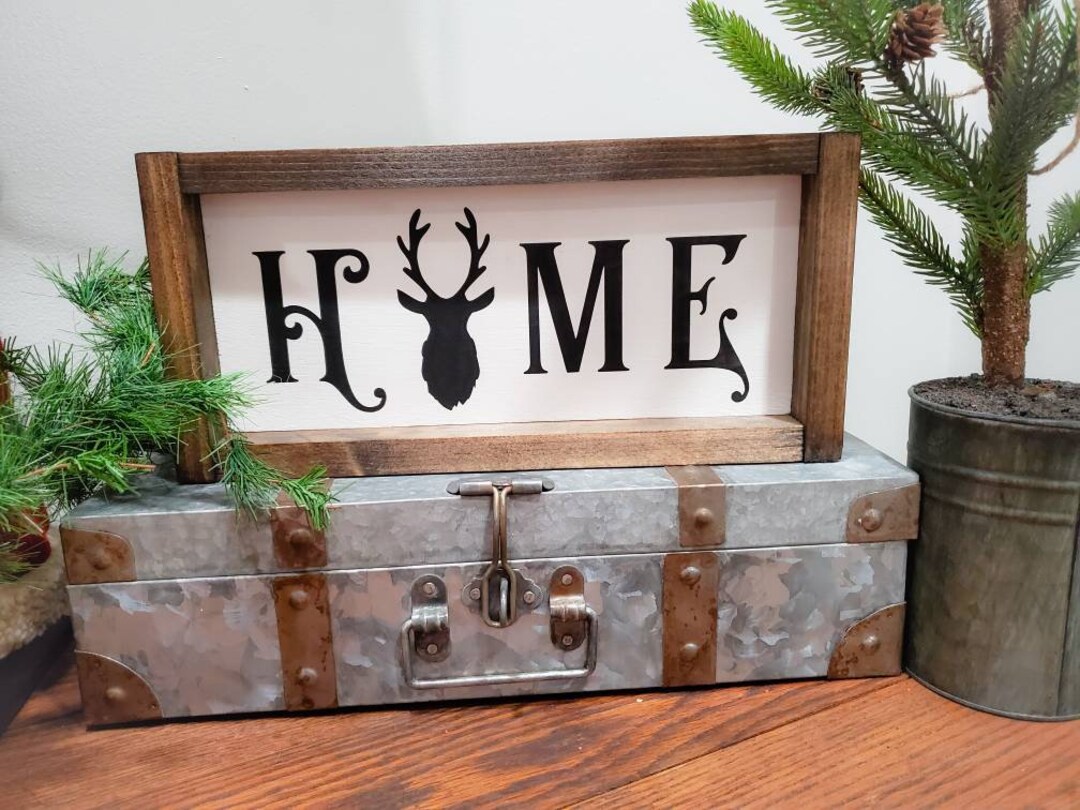Home Farmhouse Style Wood Sign Deer Sign Rustic Decor Deer Sign Deer ...