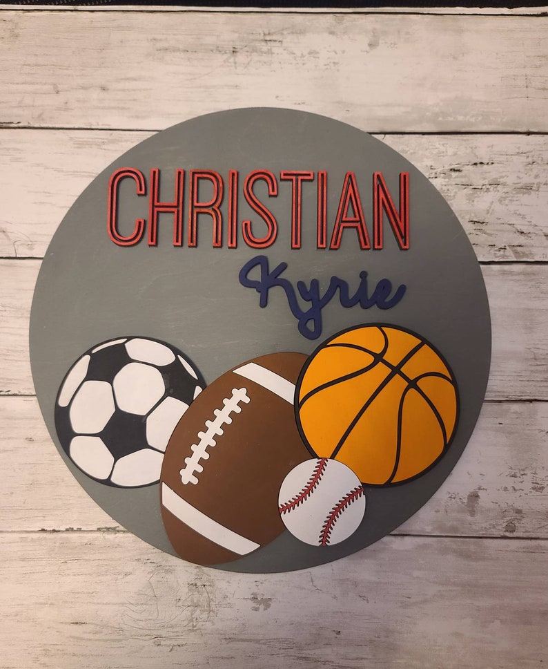 Sport Themed Personalized Children's Name Sign Custom - Etsy