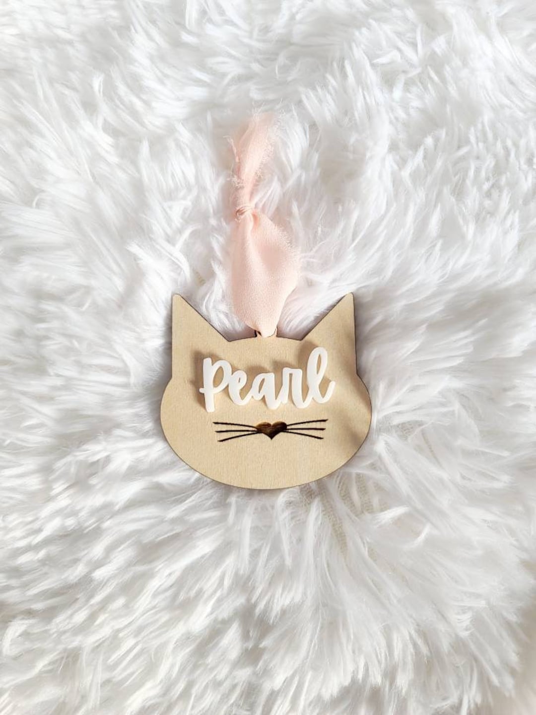 Personalized Wood and Acrylic Cat Ornament, Custom Cat Ornament, Cat ...