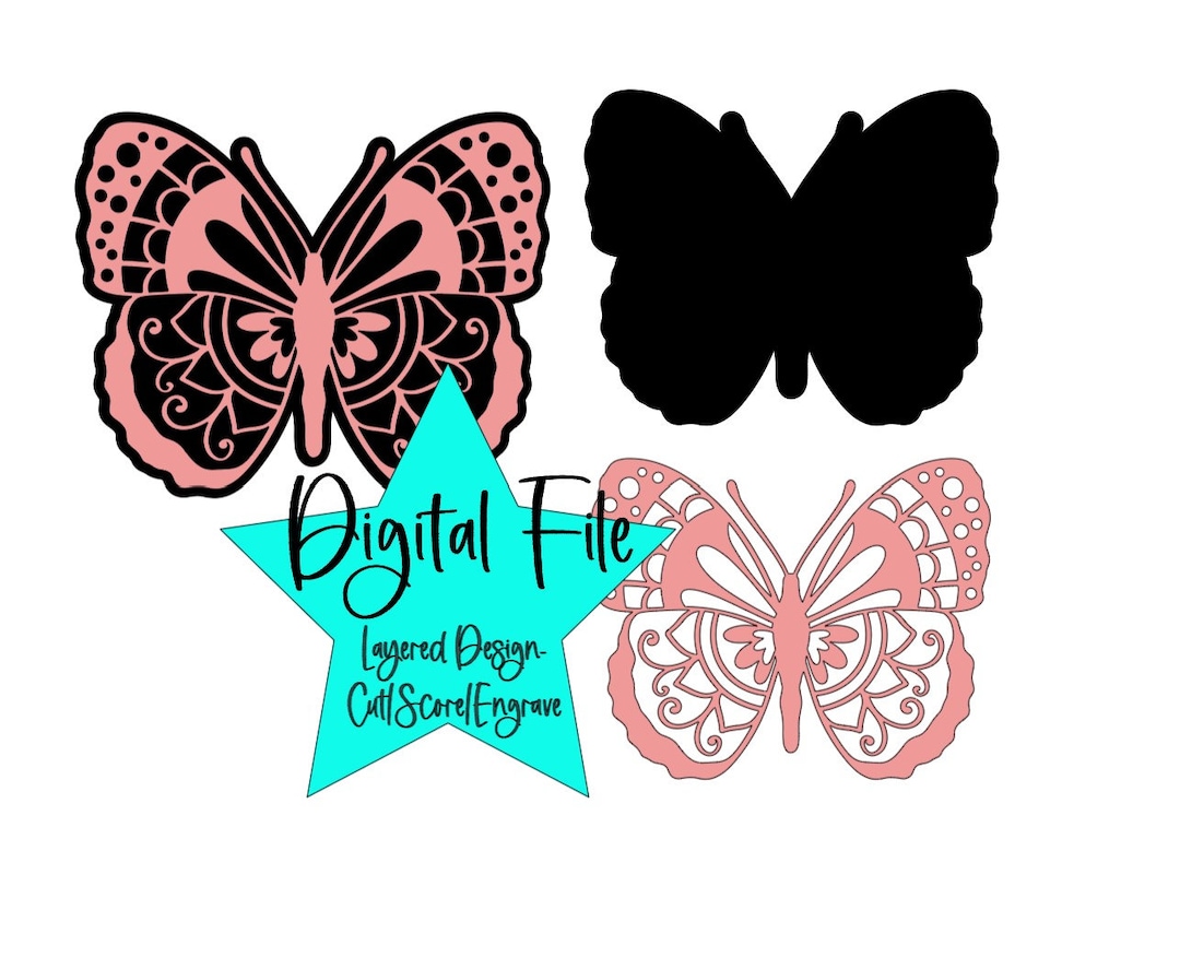 Butterfly Layered Cut File Glowforge, Butterfly SVG PNG, Butterfly ...