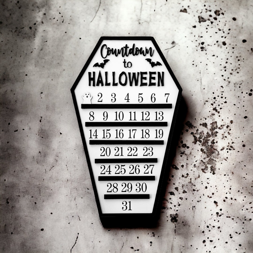 Countdown to Halloween Coffin Ghost Sign, Halloween Coffin Countdown to ...
