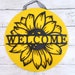 Welcome Sunflower Door Sign, Sunflower Welcome Wood Round, Sunflower ...