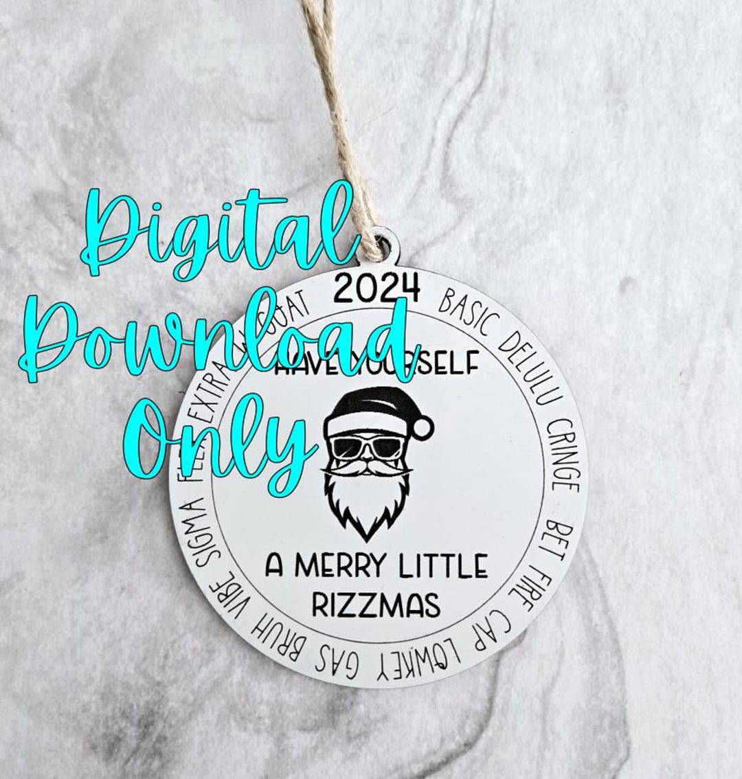 Merry Rizzmas Ornament SVG | Funny 2024 Slang Christmas Ornament Laser ...