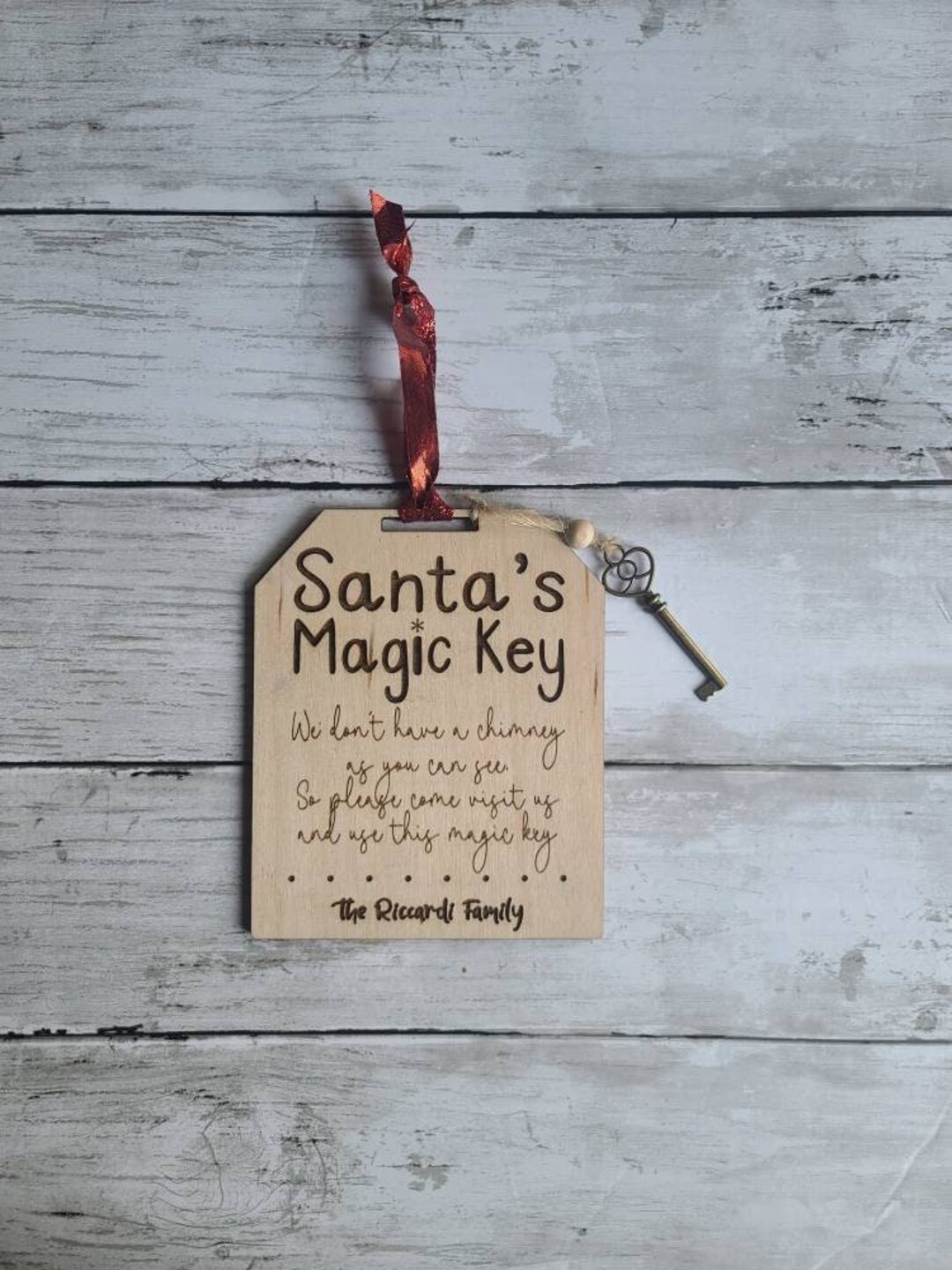 Personalized Christmas Santa's Magic Key Sign With Bronze Key - Etsy