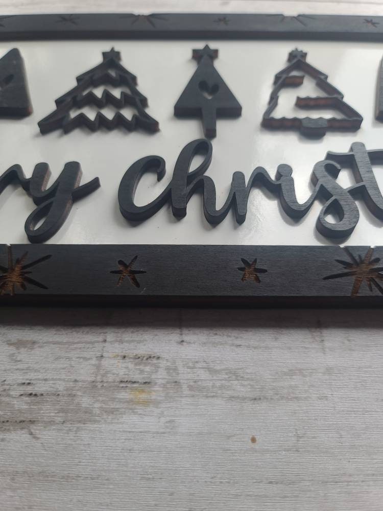 Merry Christmas Decorative Tree Sign Farmhouse Christmas Tree - Etsy