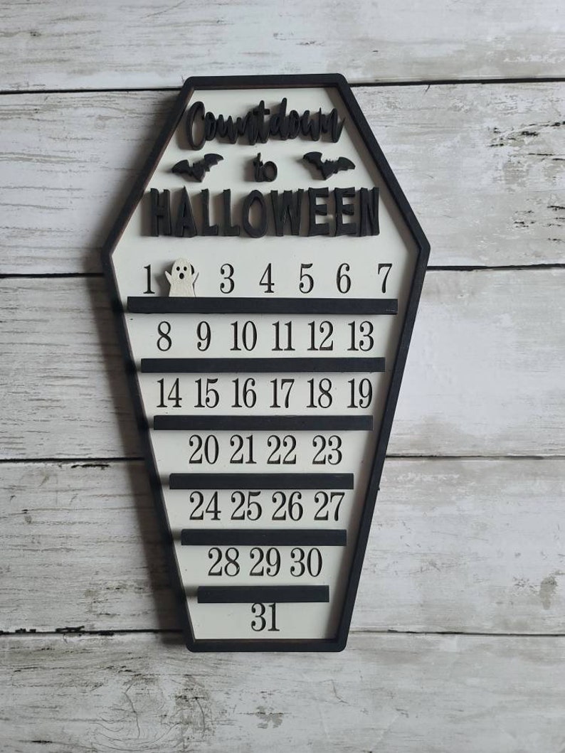 Countdown to Halloween Coffin Ghost Sign Halloween Coffin - Etsy