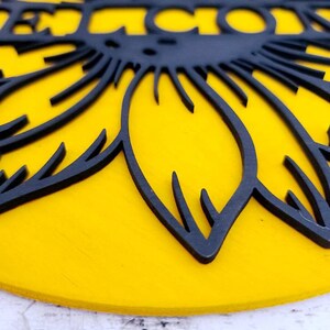 Welcome Sunflower Door Sign, Sunflower Welcome Wood Round, Sunflower ...